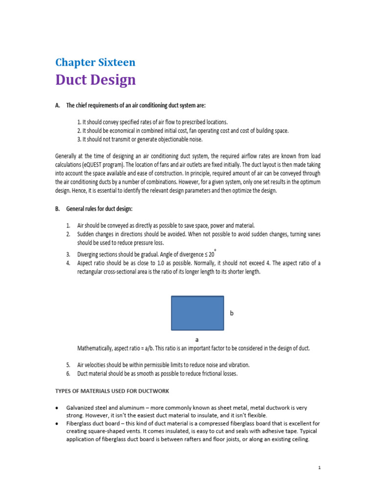 Chapter Sixteen - Duct Design - SS2023-24 | PDF