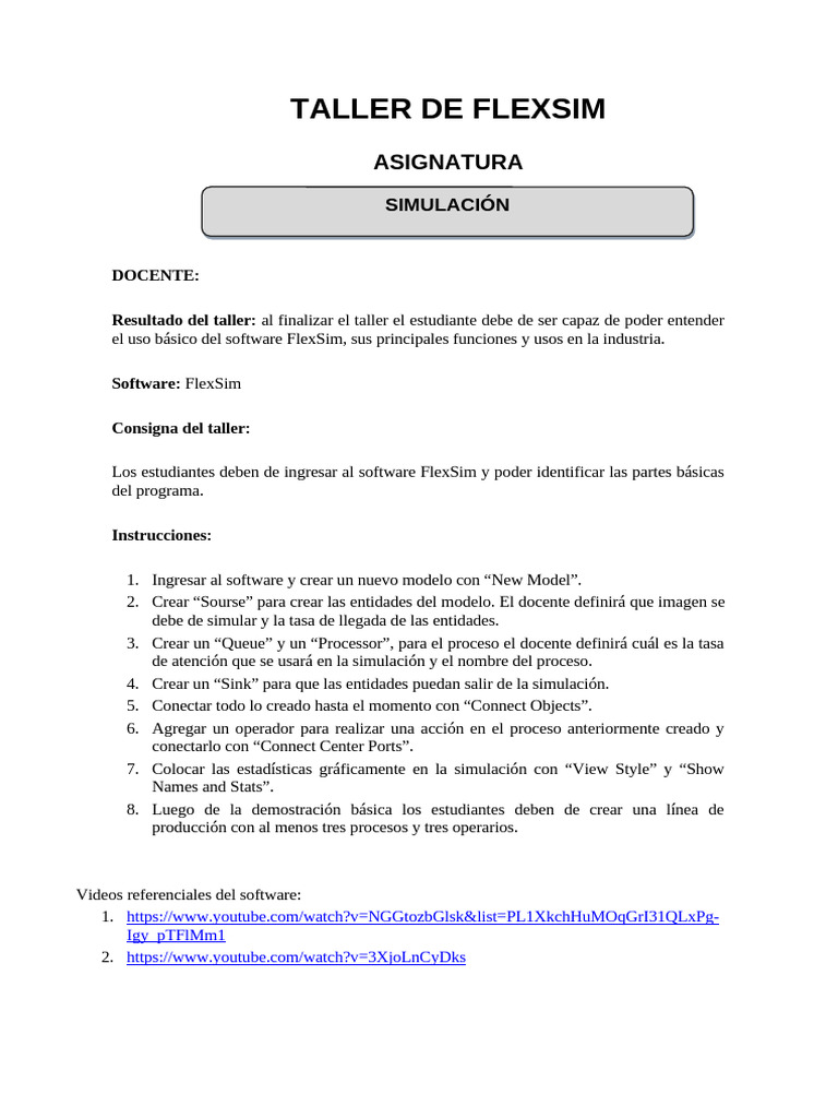 Taller Dirigido de FlexSim | PDF