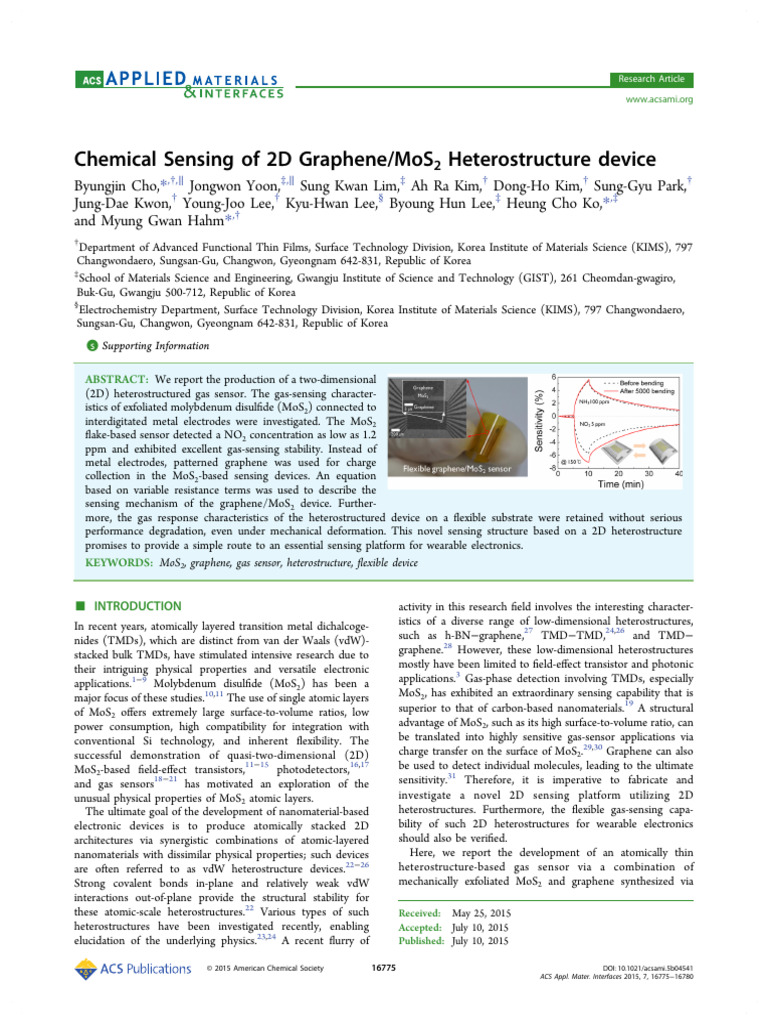 Graphene-MoS2 Gas Sensor | PDF