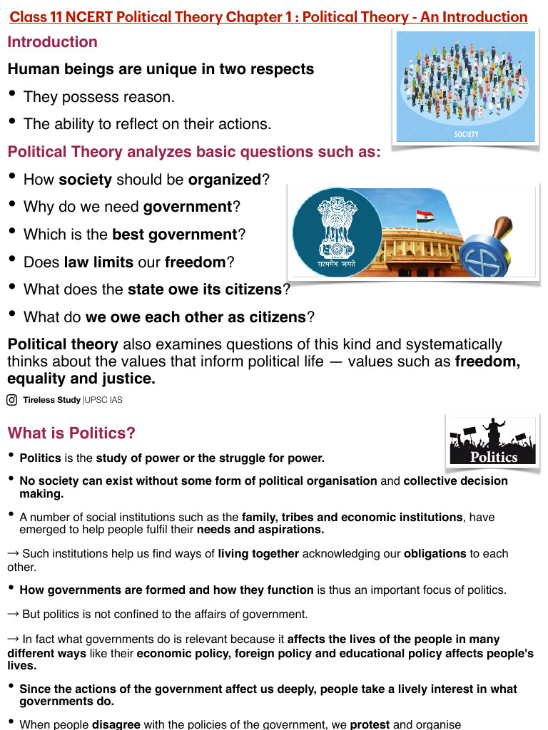 Class 11 NCERT Political Theory Chapter 1 Political Theory An ...
