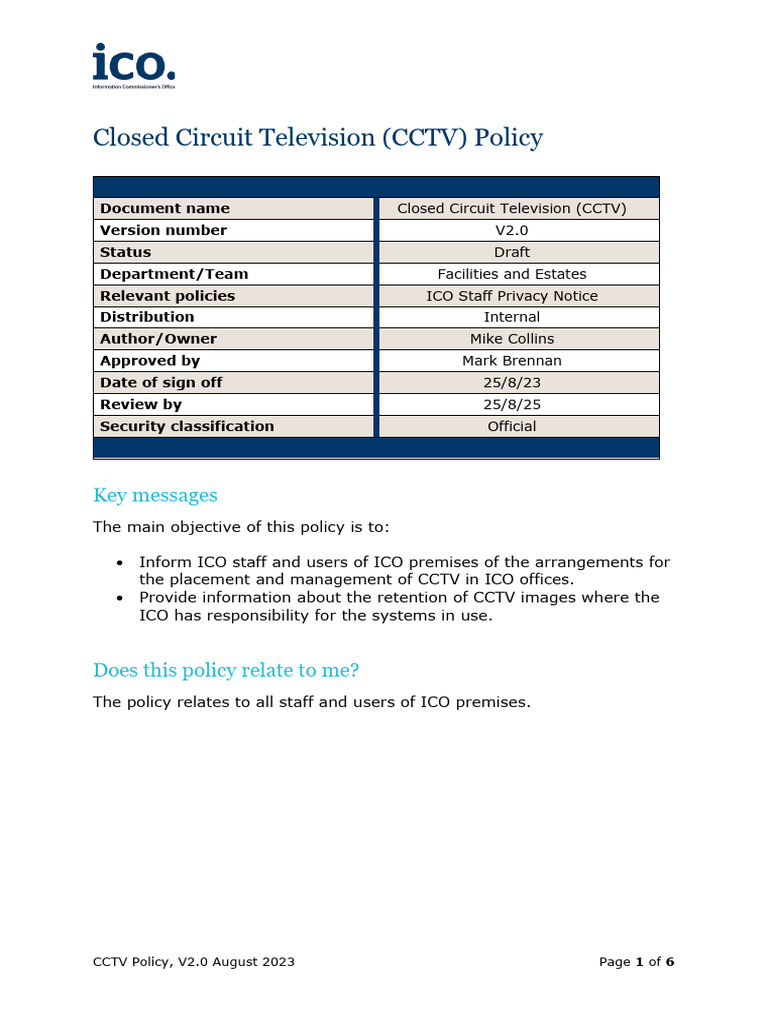 CCTV Policy | PDF
