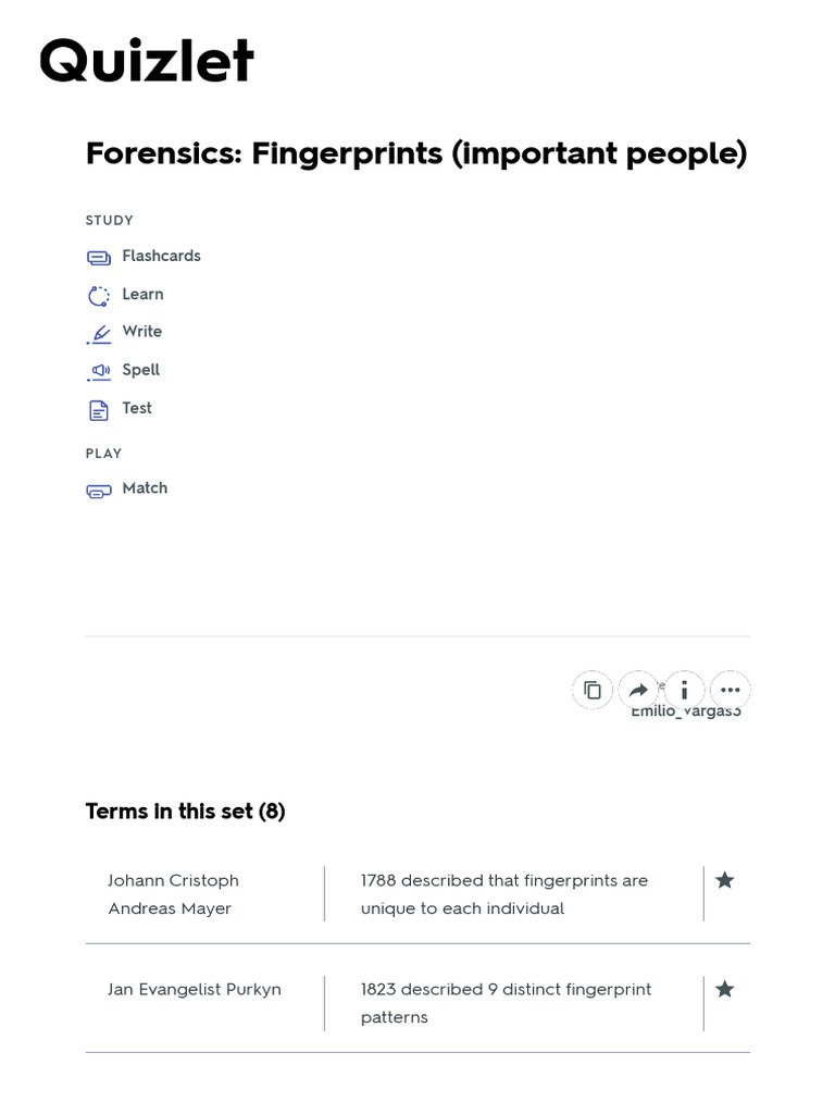 Forensics - Fingerprints (Important People) Flashcards - Quizlet | PDF