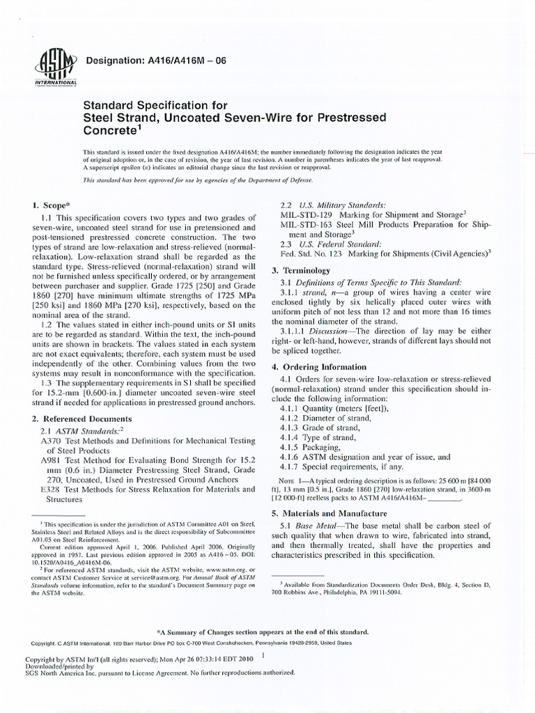 Astm A416-06 | PDF