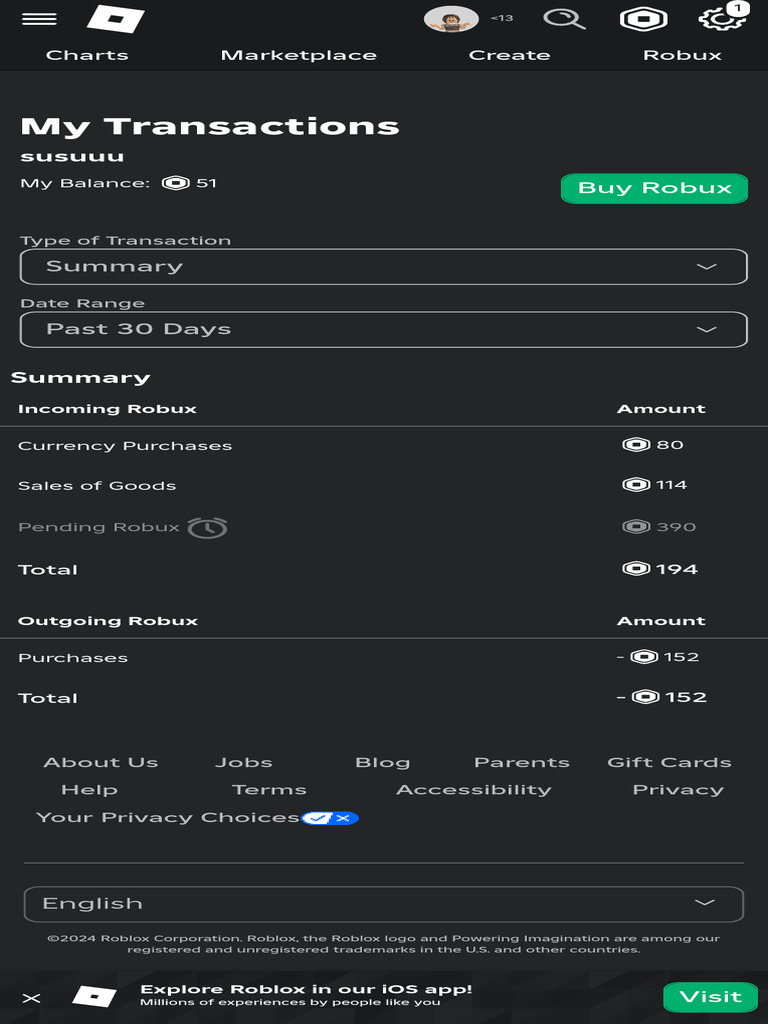 My Transactions - Roblox | PDF
