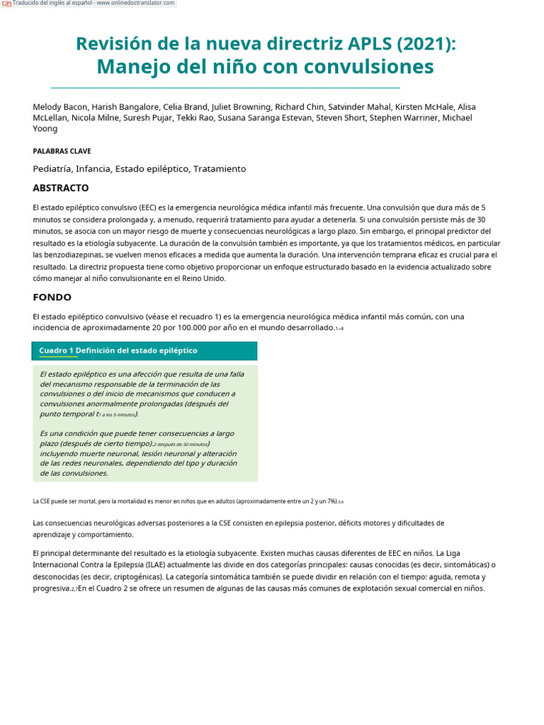 Review of The New APLS Guideline (2021) .En - Es | PDF