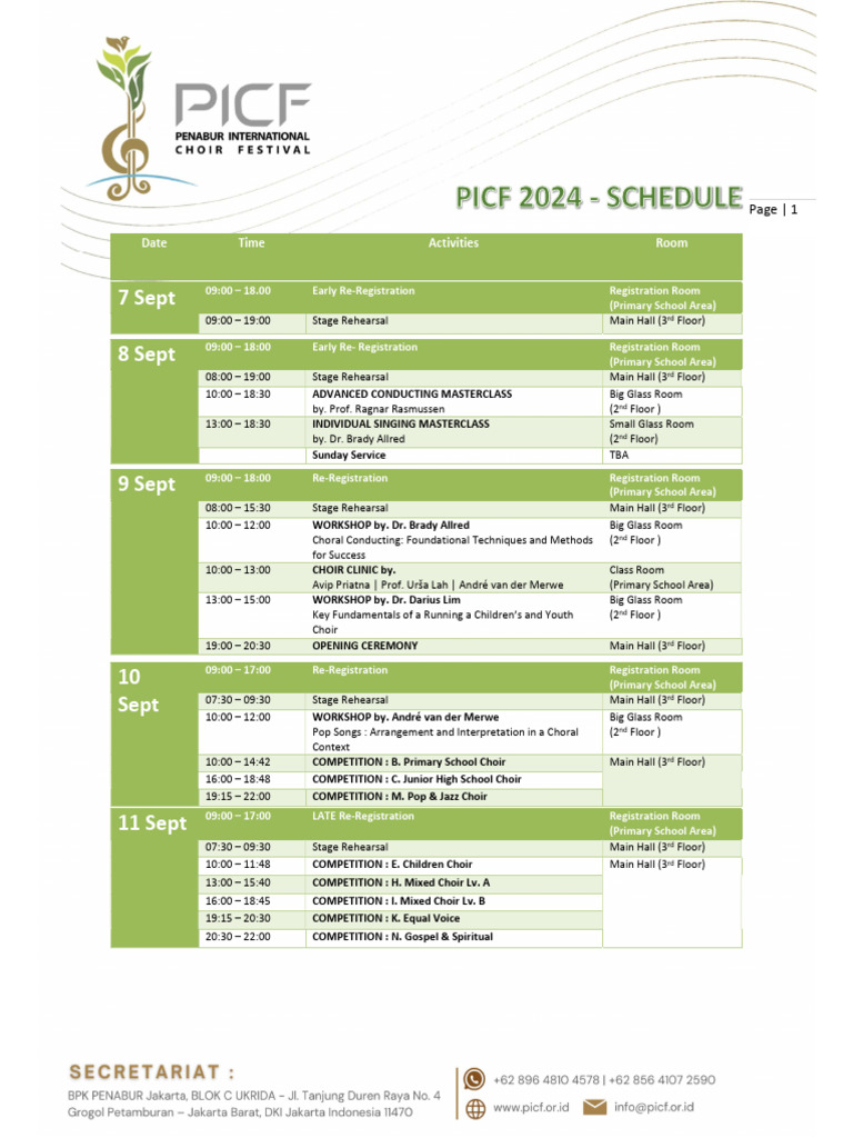 General Schedule Picf 2024 (Final) | PDF