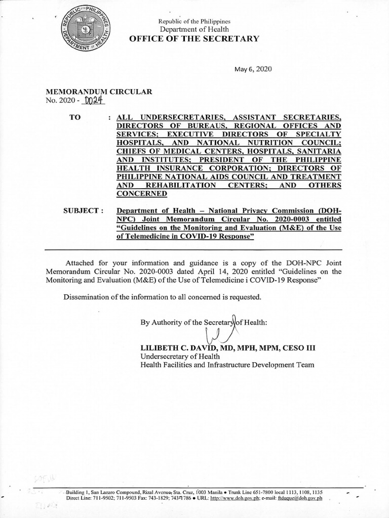 DOH-NPC Joint Memorandum Circular No. 2020-0003 | PDF