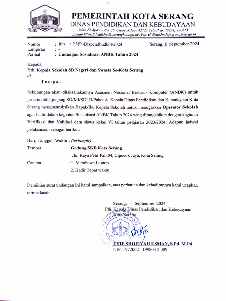 Und. Sosialisasi ANBK - SD - 06-09-2024 | PDF