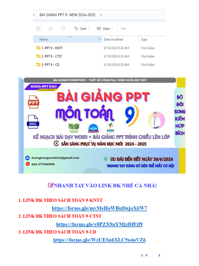 Link ĐK Bai Giang PPT+KHBD Cv5512 - Toan 9+12 New 2025 | PDF