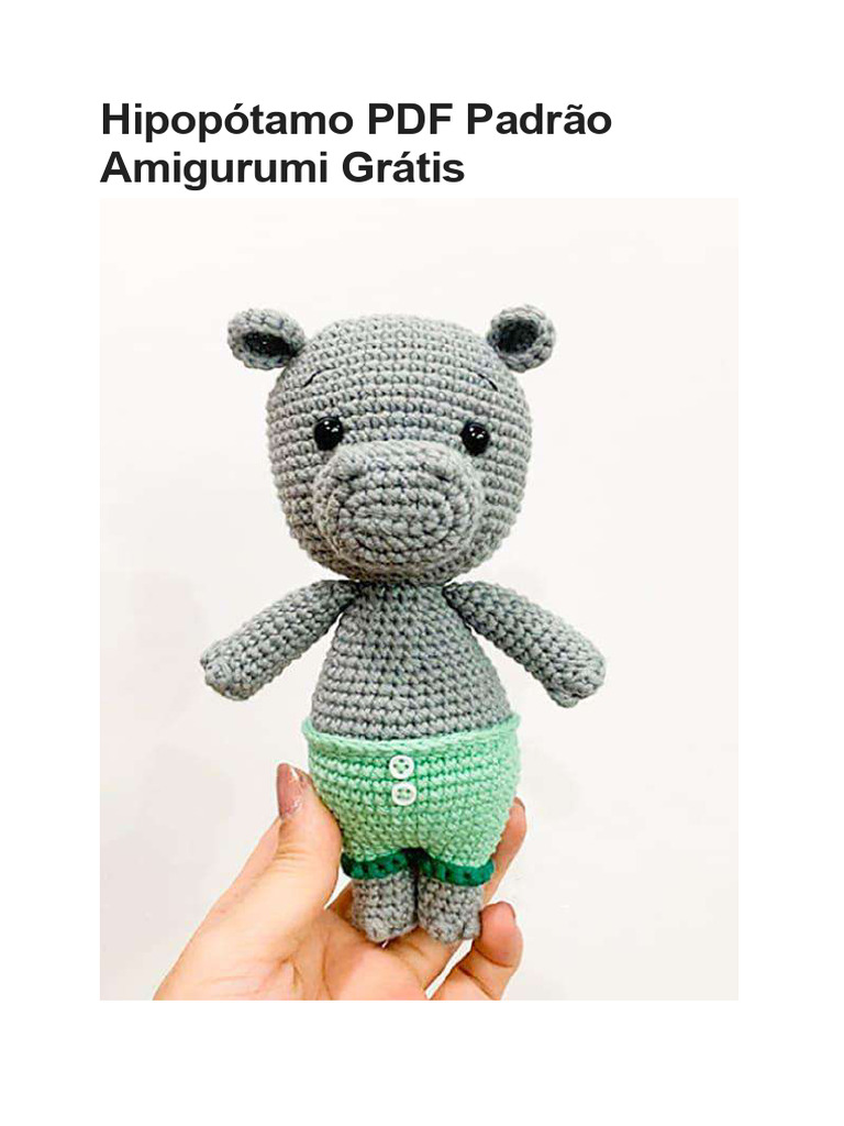 Hipopotamo PDF Padrao Amigurumi Gratis | PDF