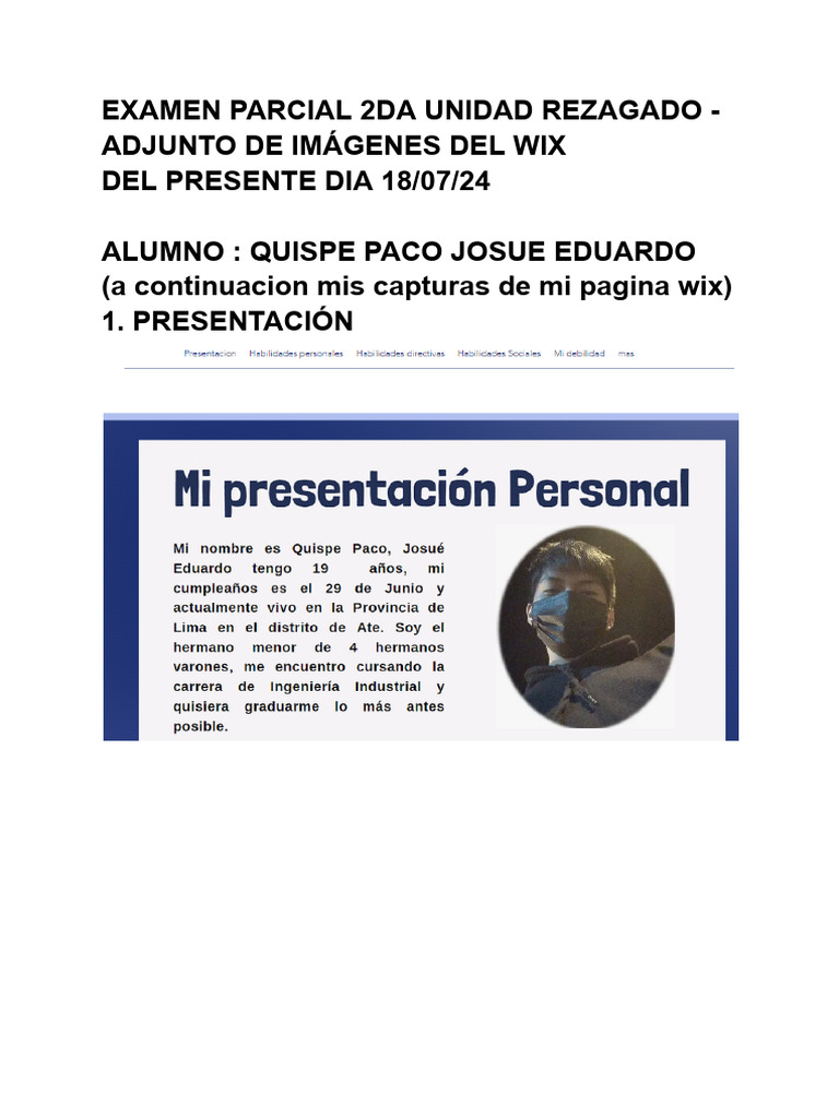 Examen Rezagado 2 Unidad Wix | PDF