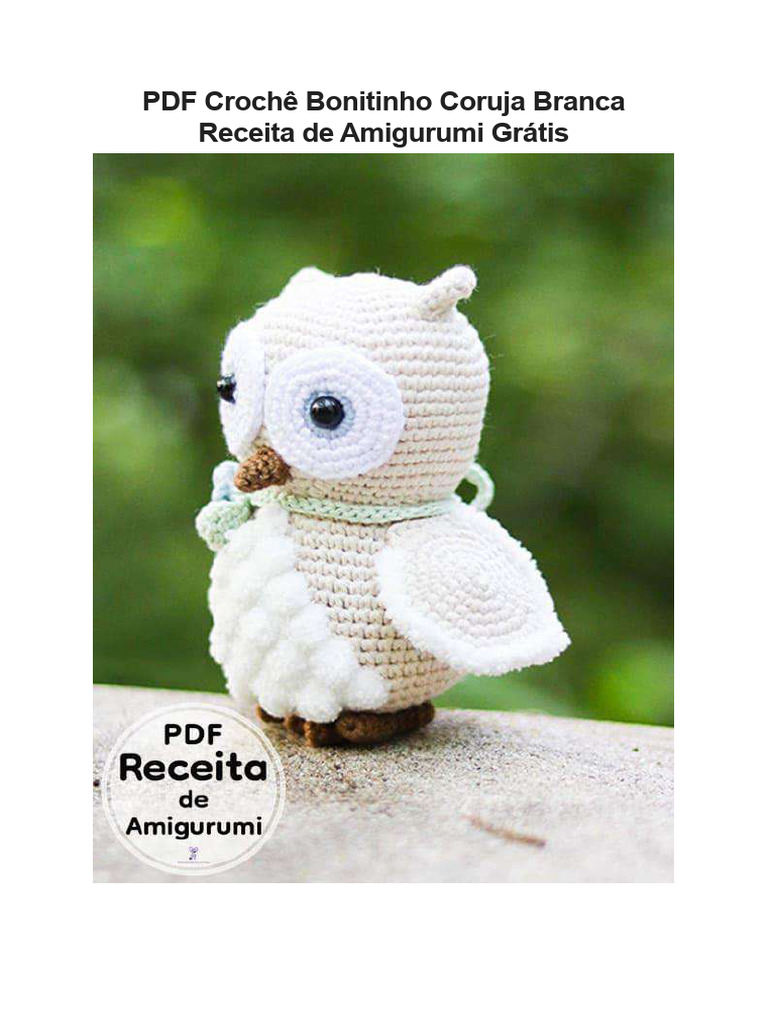 PDF Croche Bonitinho Coruja Branca Receita de Amigurumi Gratis | PDF