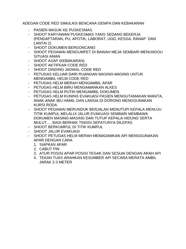 Adegan Code Red Simulasi Bencana Gempa Dan Kebakaran | PDF