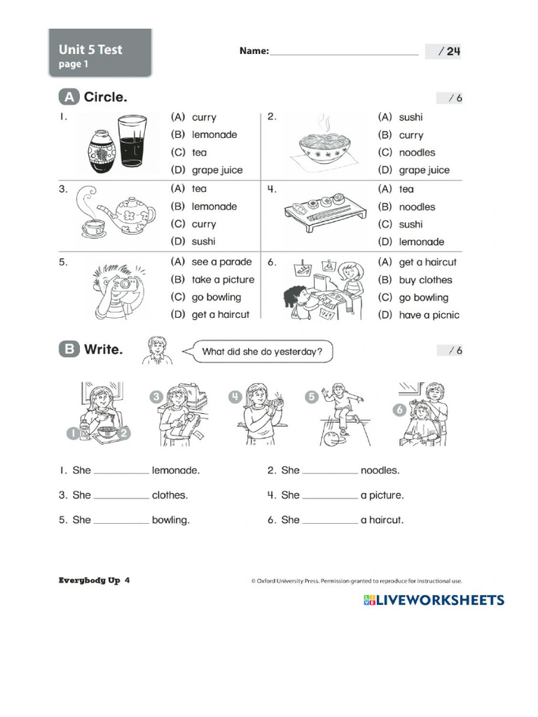 Everybody Up 4 - Test Unit 5,6 | PDF