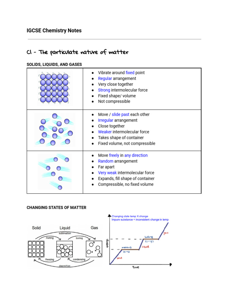 IGCSE Chemistry Notes (1) | PDF