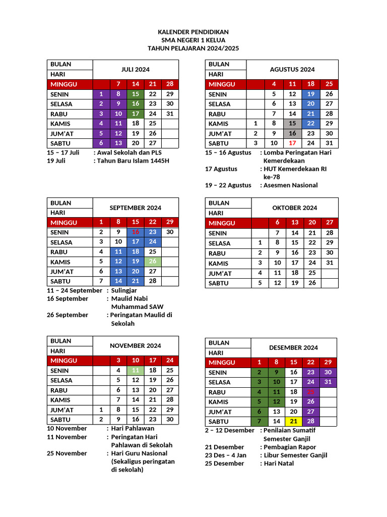 Kalender Pendidikan - 1 | PDF