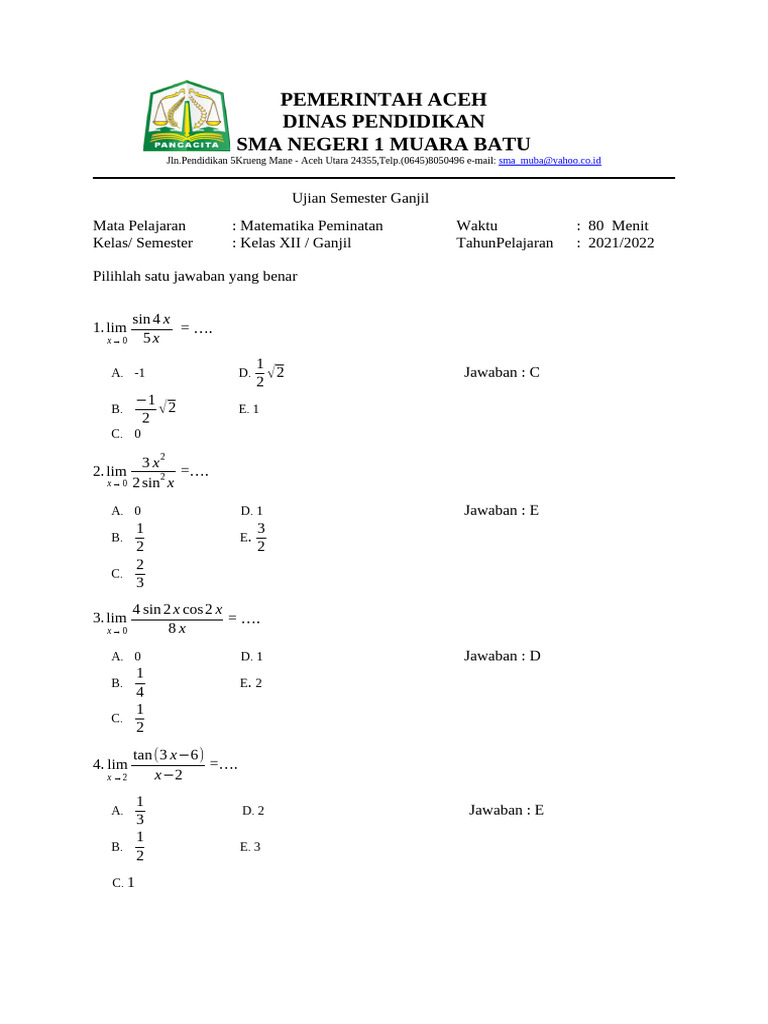 Soal Ujian SMTR Ganjil KLS 3 THN 2022 | PDF