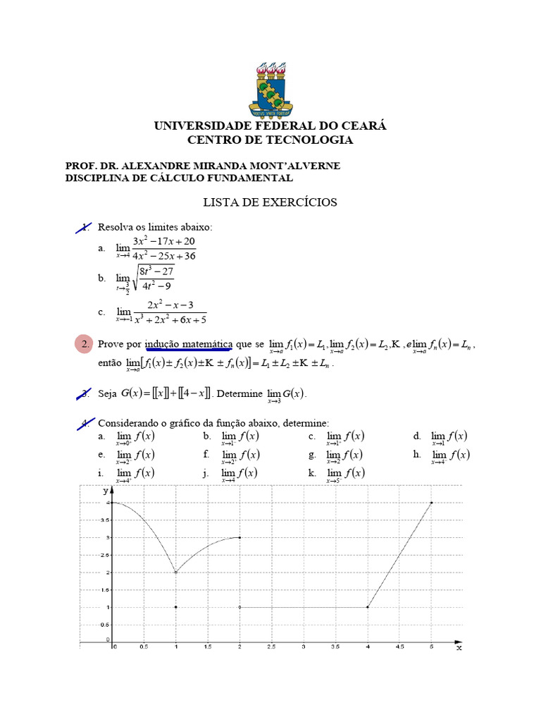 Lista 1 (Prof. Alexandre) | PDF