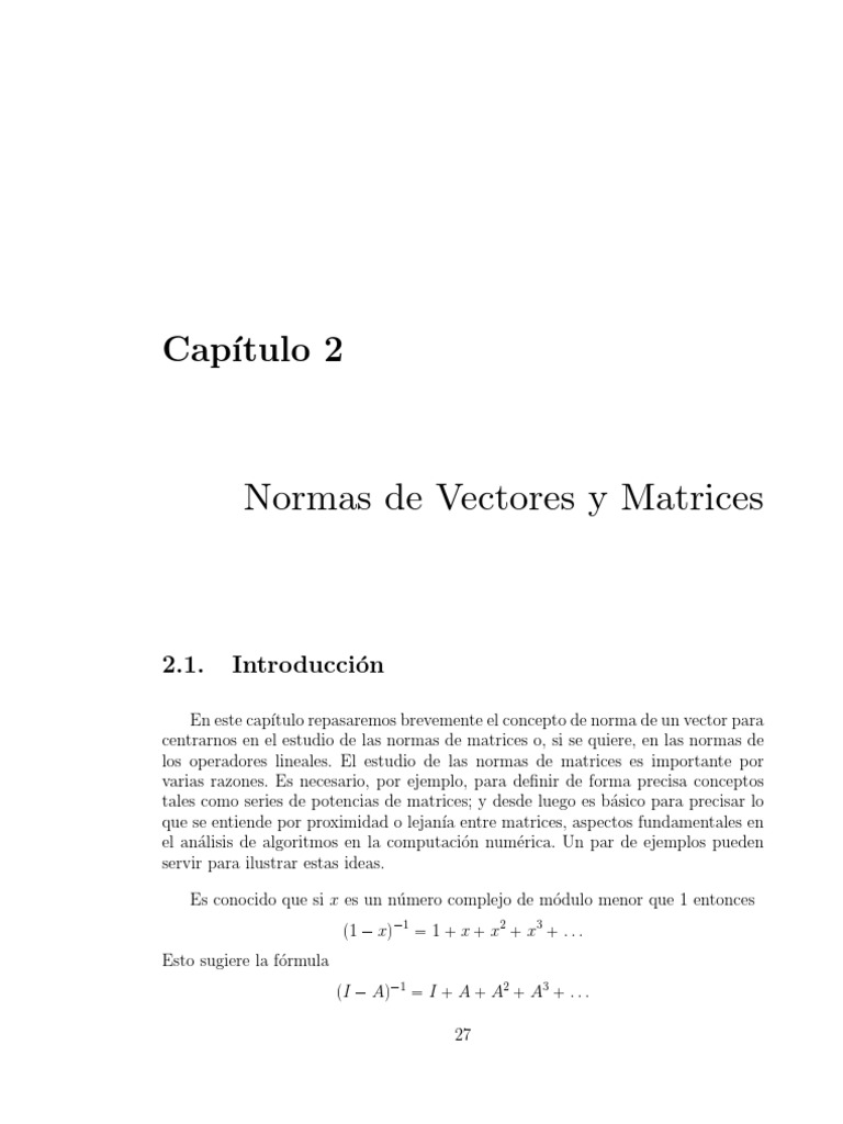 Sucesiones y Series de Matrices | PDF | Espacio vectorial | Norma (Matemáticas)