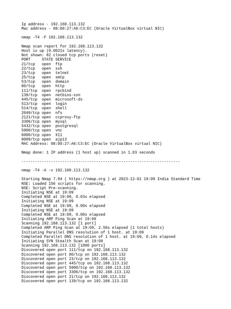 Scanning Metasploitable | PDF