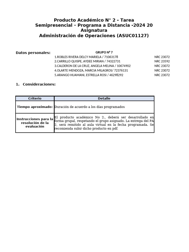 Producto Académico #2 - Tarea Semipresencial - Programa A Distancia - 2024 20 Asignatura ...