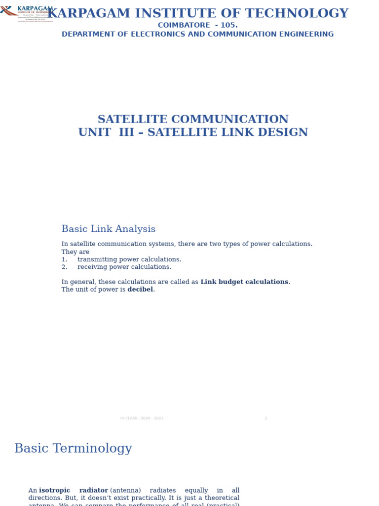 Unit III Satellite Link Design | PDF