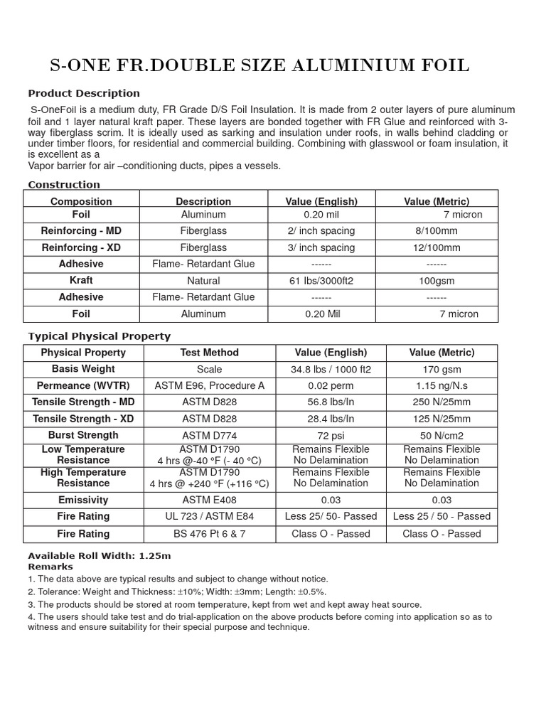 Fire Retardant Double Size Alu - Foil | PDF