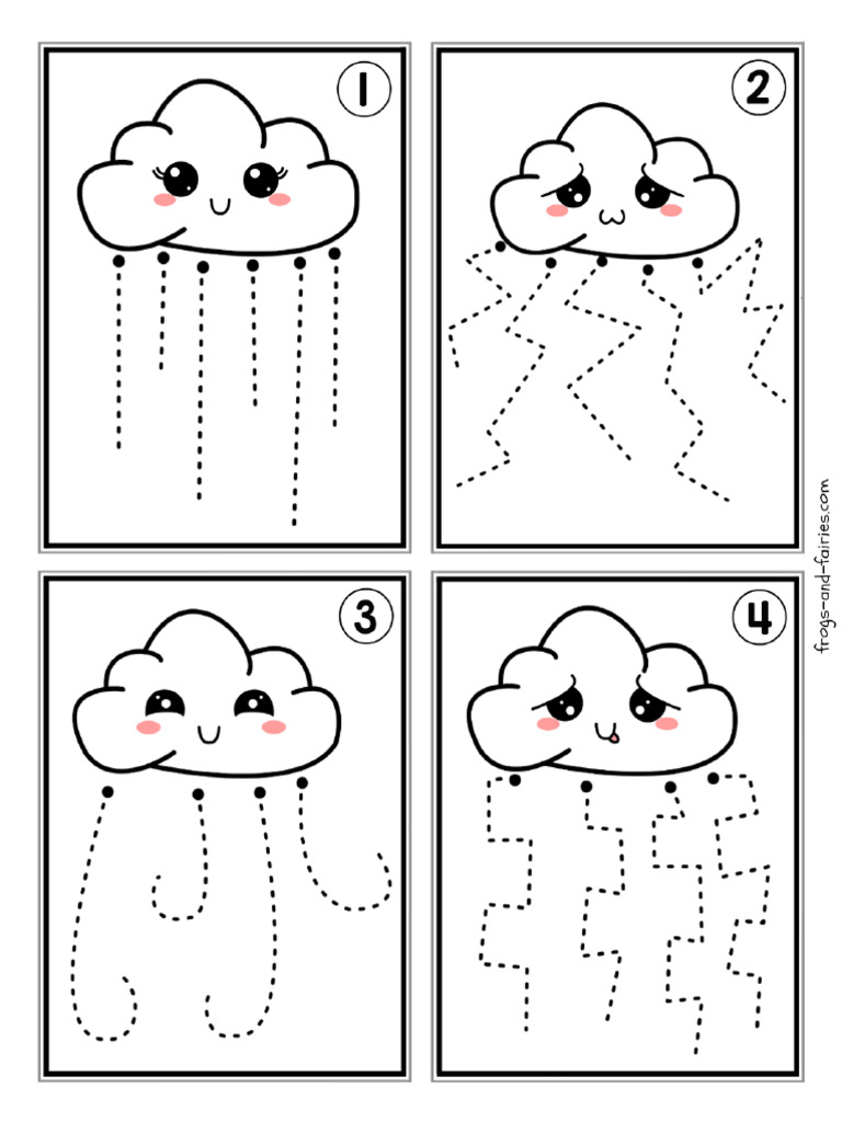 Rain Cloud Pre Writing Tracing Cards Freebie | PDF