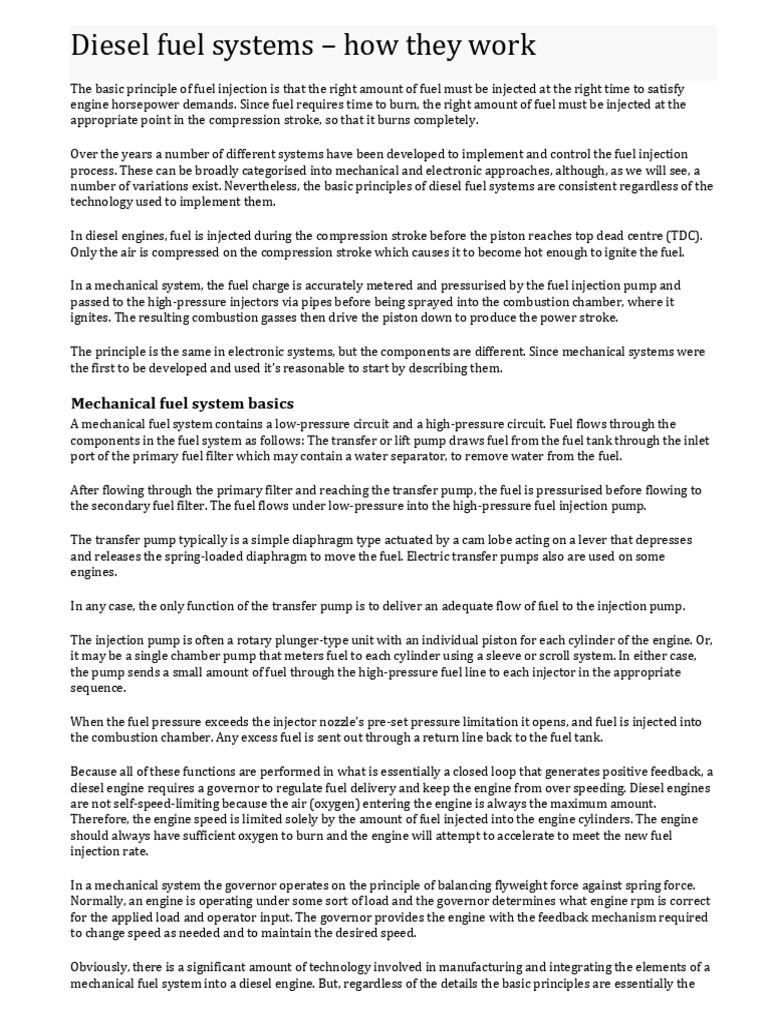 Diesel Fuel Systems | PDF