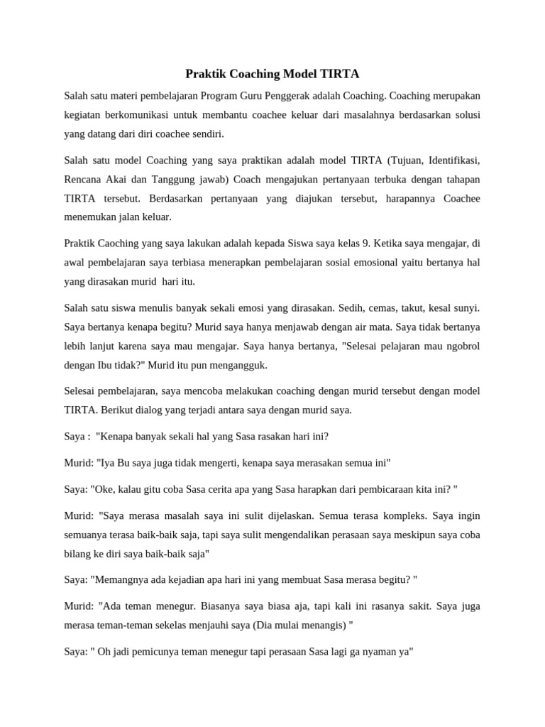 2 - Coaching Model TIRTA - Literasi - 2024 | PDF