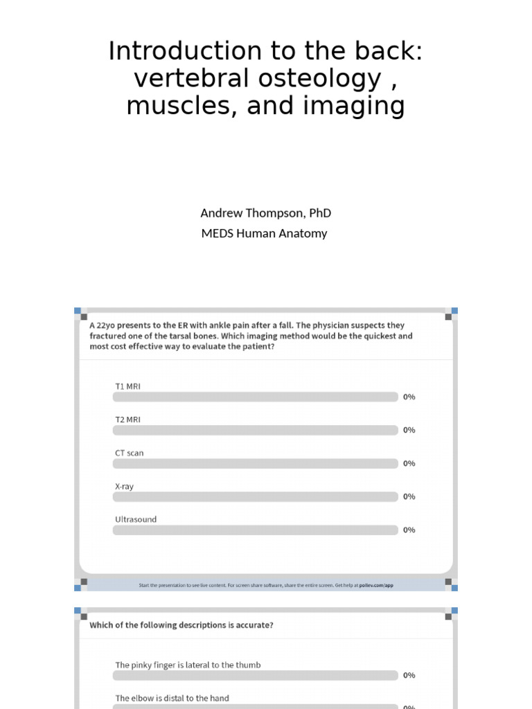 Back Osteology and Superficial-Deep Back Muscles - 2024 Fall Podium | PDF