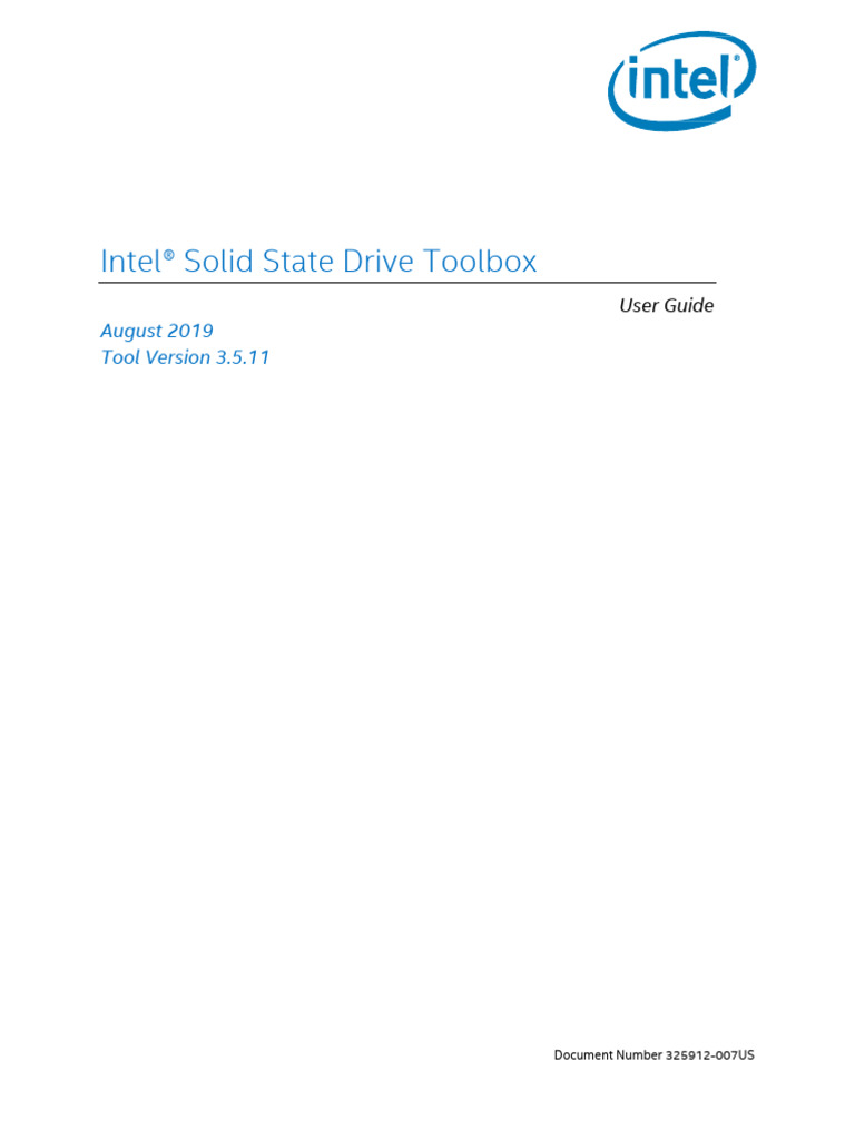 Intel Solid State Drive Toolbox User Guide | PDF