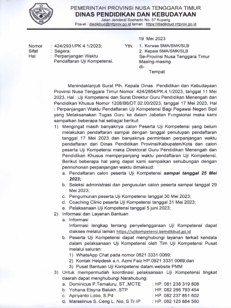 Surat Perpanjangan Uki Kompetensi Guru III C | PDF