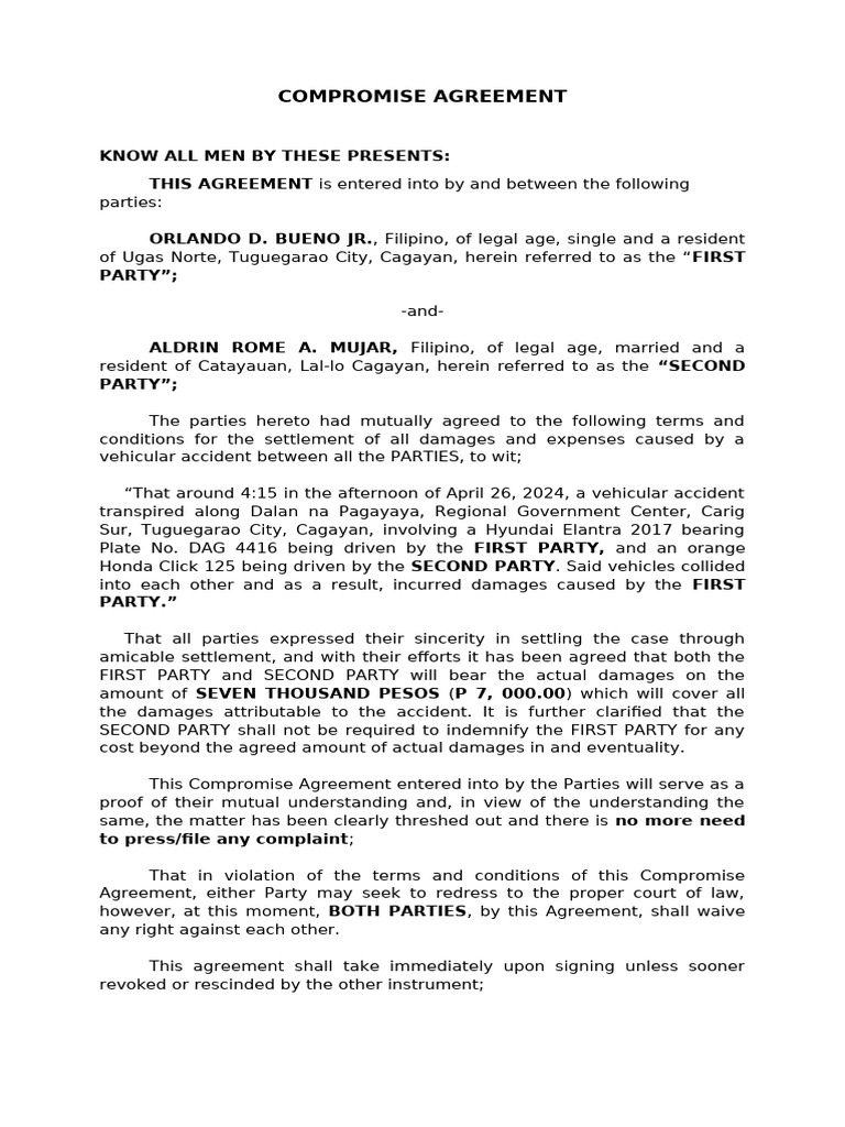 COMPROMISE AGREEMENT | PDF