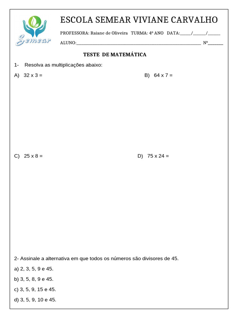 Teste Matematica | PDF