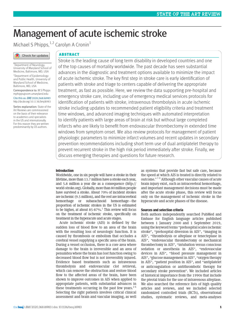 EVC Isquemico BJM 2020 | PDF