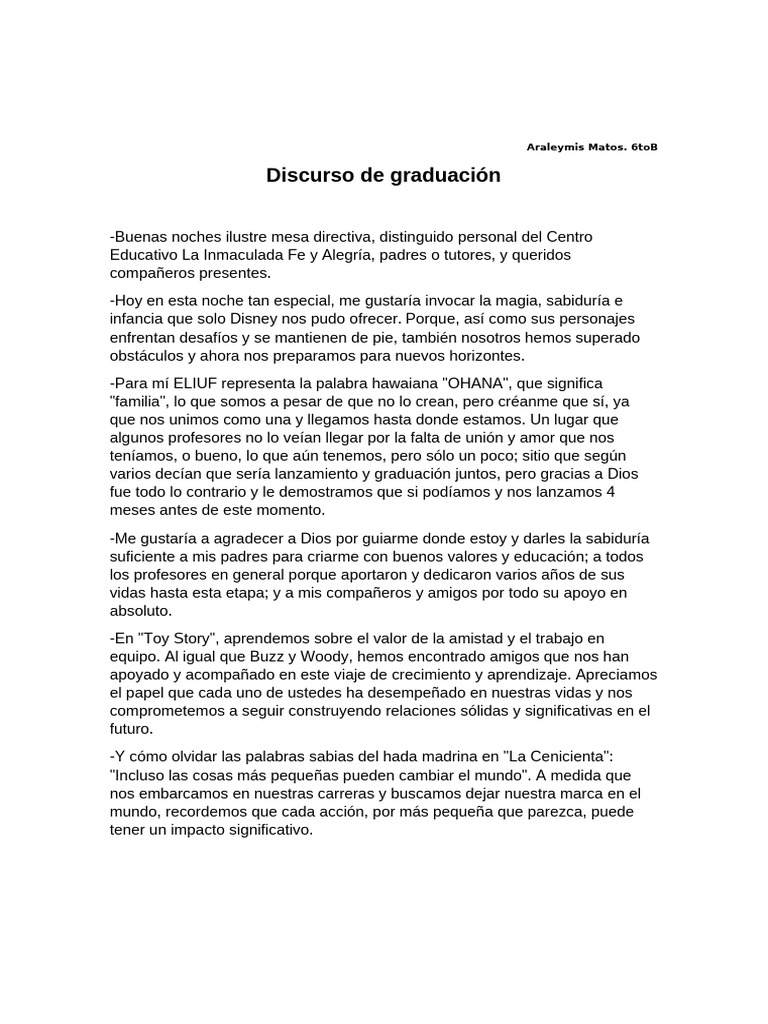 Discurso de Graduación | PDF