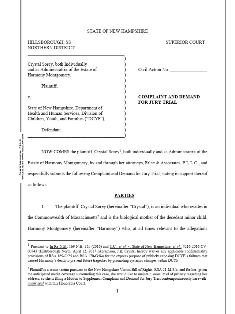 Harmony Montgomery Wrongful Death Case | PDF | Complaint | Child Abuse