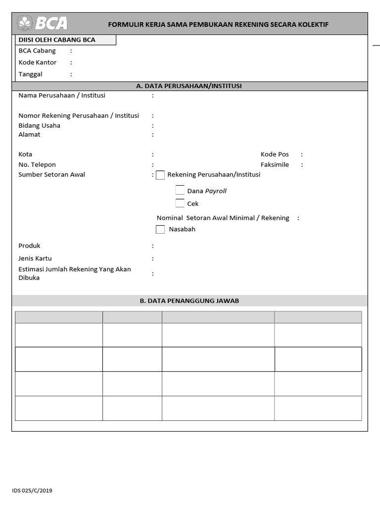 Formulir Kerja Sama Sekolah Dengan BCA.1 | PDF