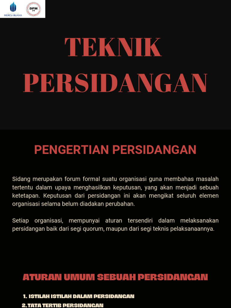 Materi DPM FT - Teknik Sidang | PDF | Parliamentary Procedure | Meetings