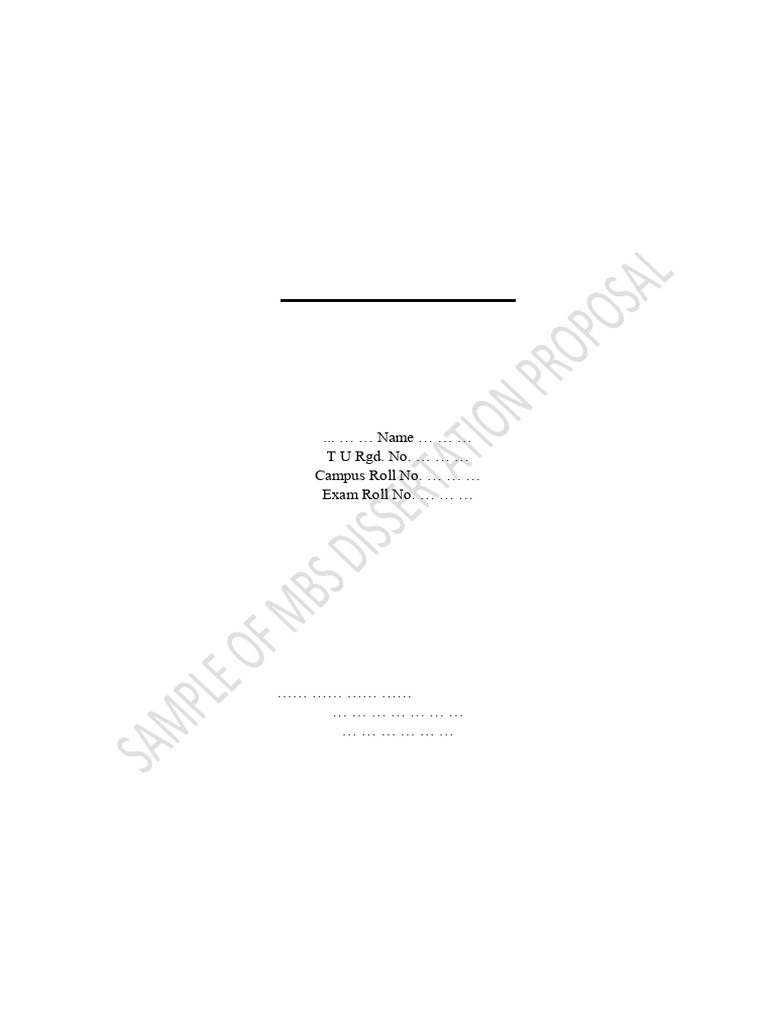 Mbs Dissertation Proposal Sample 1 | PDF