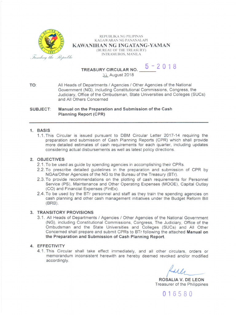 TC No. 5 2018 - Manual On The Preparation and Submission of The Cash ...
