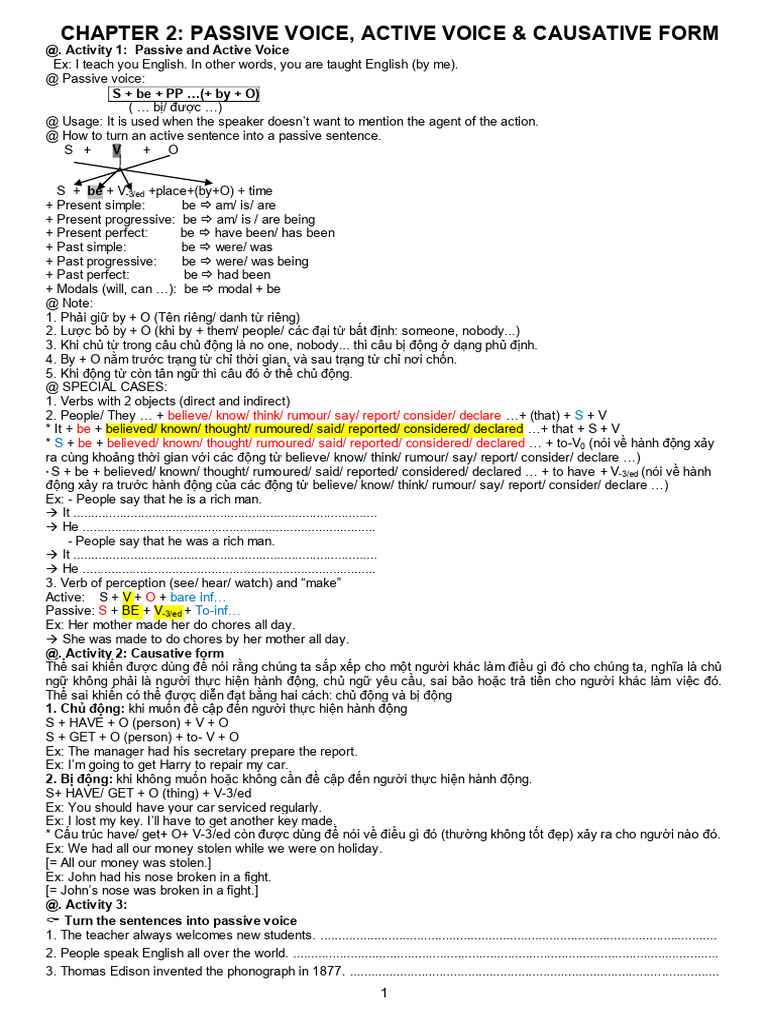 2. PASSIVE VOICE - ACTIVE VOICE - CAUSATIVE FORM | PDF