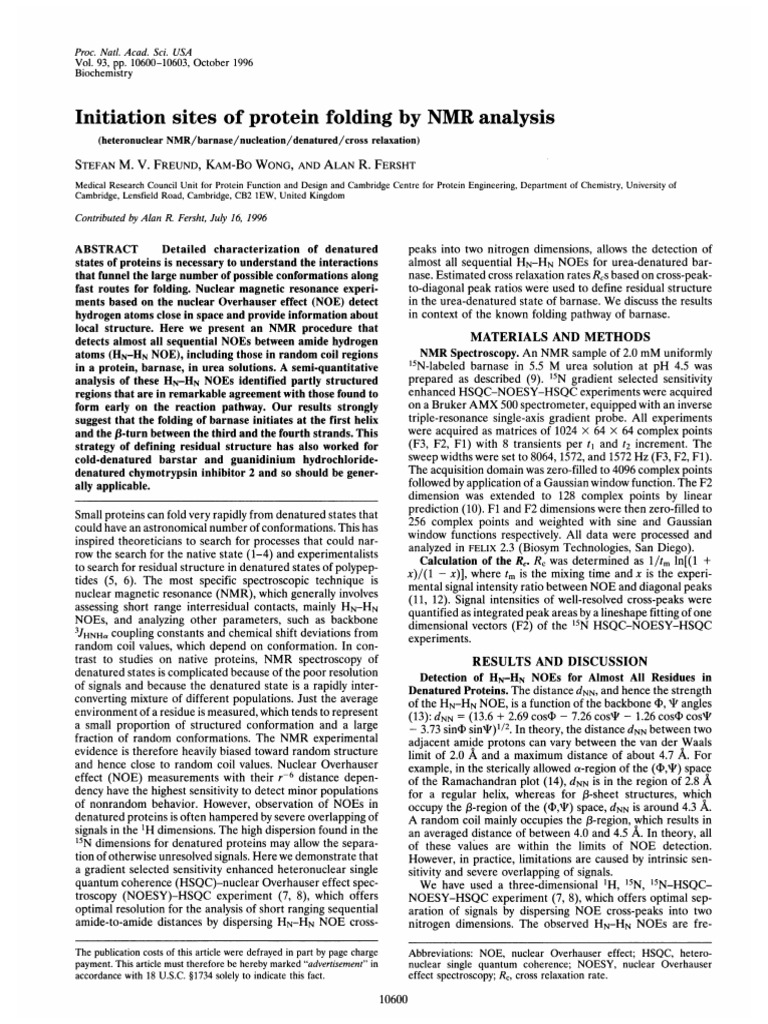 Initiation Sites of Protein Folding by N | PDF