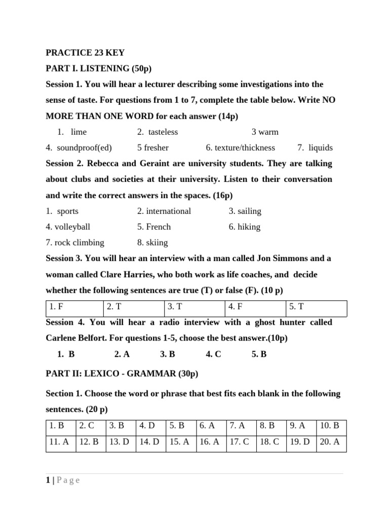 KEY PRACTICE 23 | PDF