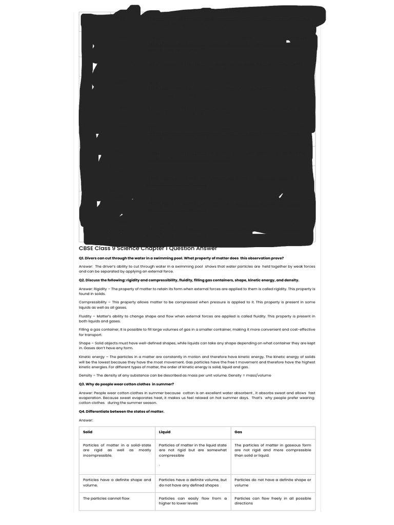 CBSE Class 9 Science Chapter 1 Question Answer - E - 240511 - 104109 | PDF