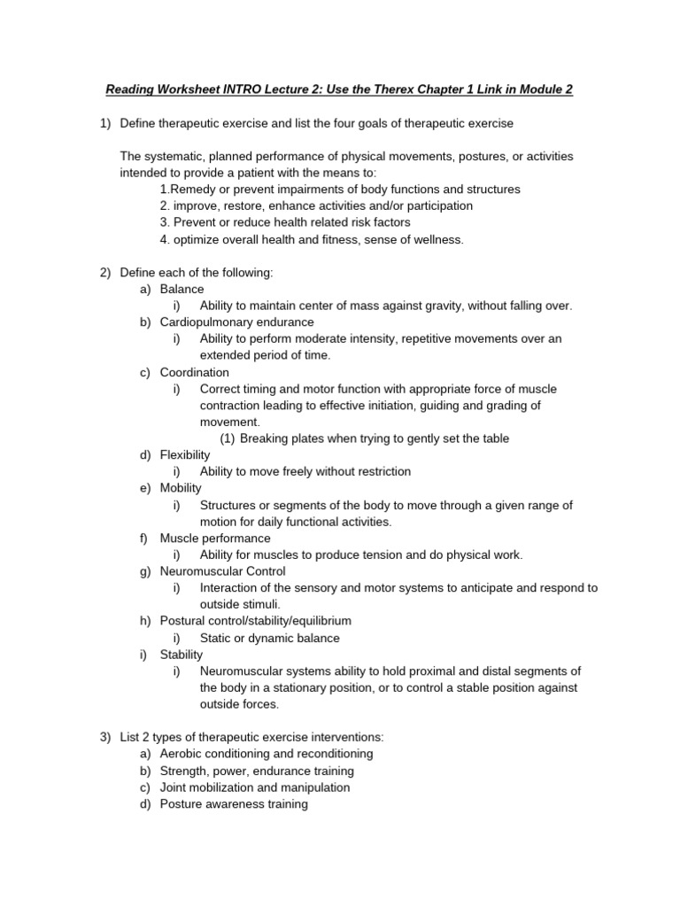 Reading Worksheet For Lecture 2 Completed | PDF