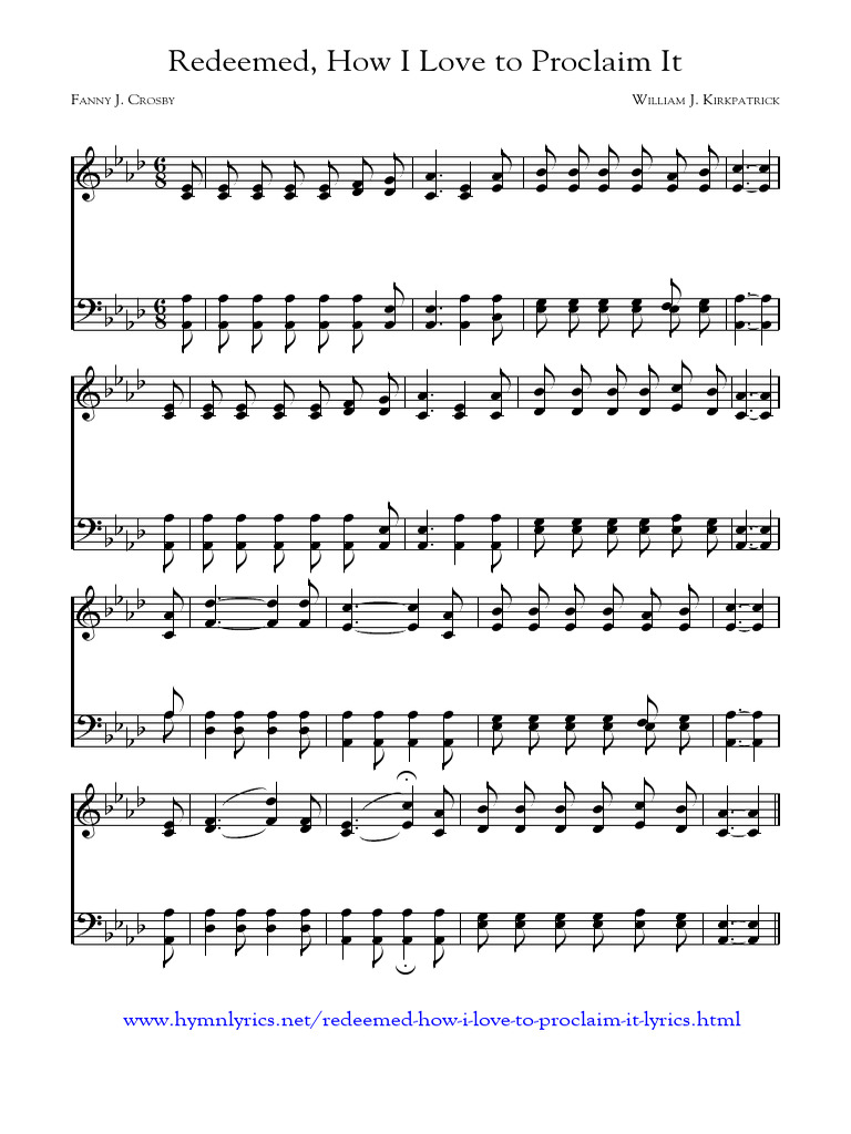 Redeemed How I Love To Proclaim It Sheet Music | PDF