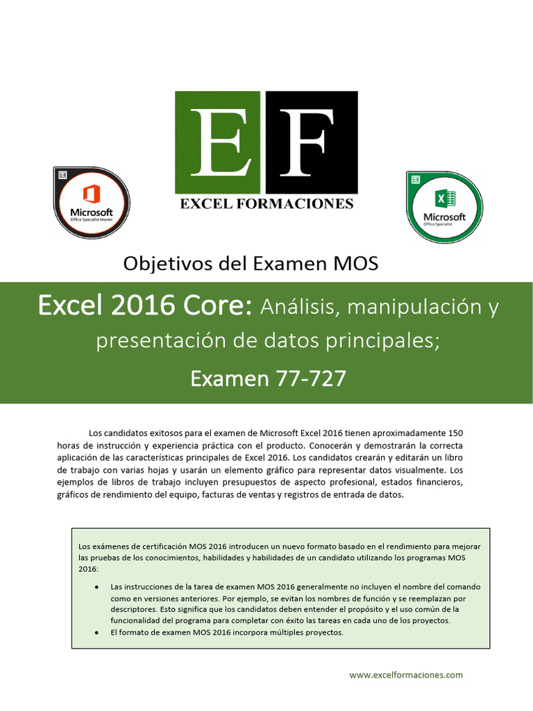 MOS - Excel 2016 Core 77 727 | PDF