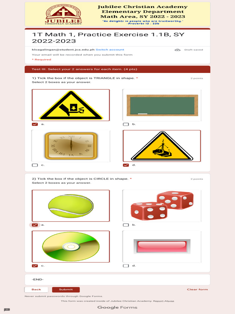 1T Math 1, Practice Exercise 1.1B, SY 2022-2023 | PDF